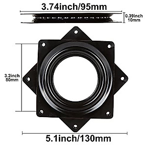 [16-Pack] Lazy Susan Hardware 4 Inch Black, Square Lazy Susan Turntable Bearings, 5/16" Thick Swivel Plate for Serving Trays, Kitchen Cabinet, Craft Project, Makeup Holder, 330 Lbs Capacity