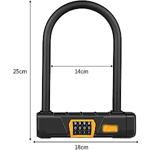 XIXIDIAN Bicycle U Lock Anti-Theft Bike Password Lock Heavy Duty Combination U Lock Bike Lock
