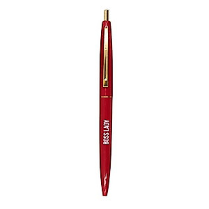 Get Bullish Boss Lady Refillable Black Ink Ballpoint Click Clic Pen in Cherry Red with Gold Accents