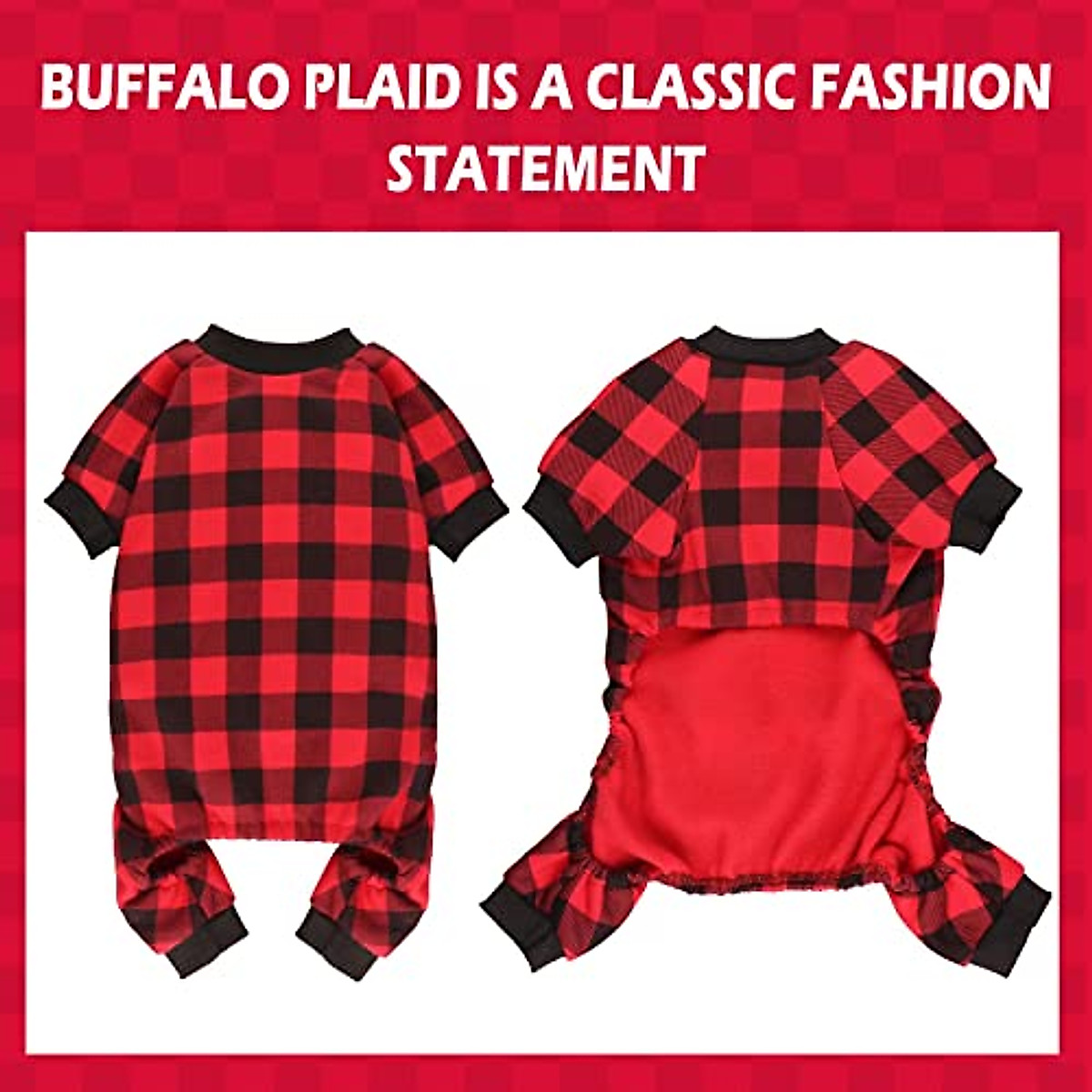 Dog Fleece Sweater Buffalo Plaid Dog Sweater Dog Clothes Dog Outfit Soft Thickening Warm Pet Clothes Sweaters for Dogs Girl & Boy(L)