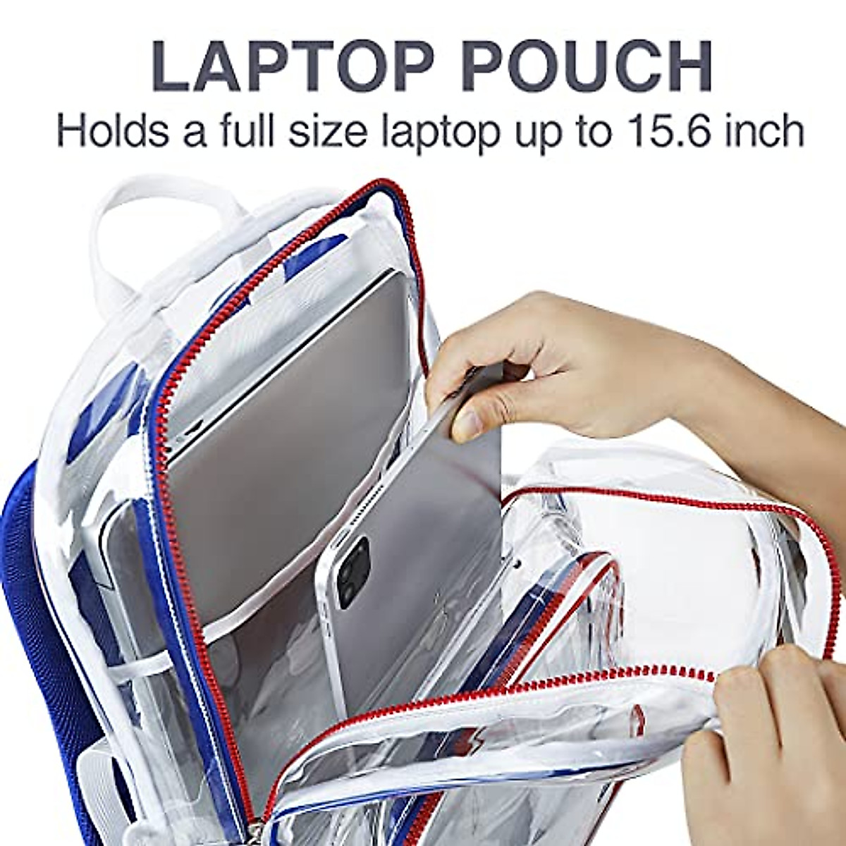 Conworld Clear Backpack, Heavy Duty PVC Transparent Backpack, See Through Backpack for School Work Sports