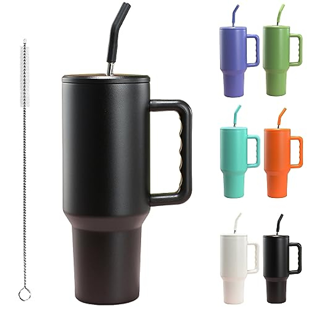 YOUEXPERT 40 oz Tumbler with Handle and Straw Lid，100% leak proof Stainless Steel Tumbler with Lid and Straw Travel Tumblers, Car Mug Outdoor Sports Travel Cup Gift 40oz Tumblers - black