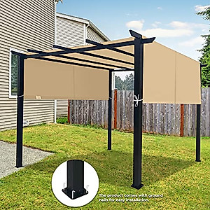 ASTEROUTDOOR 10' x 10' Steel Flat Top Pergola with Adjustable and Removable Canopy