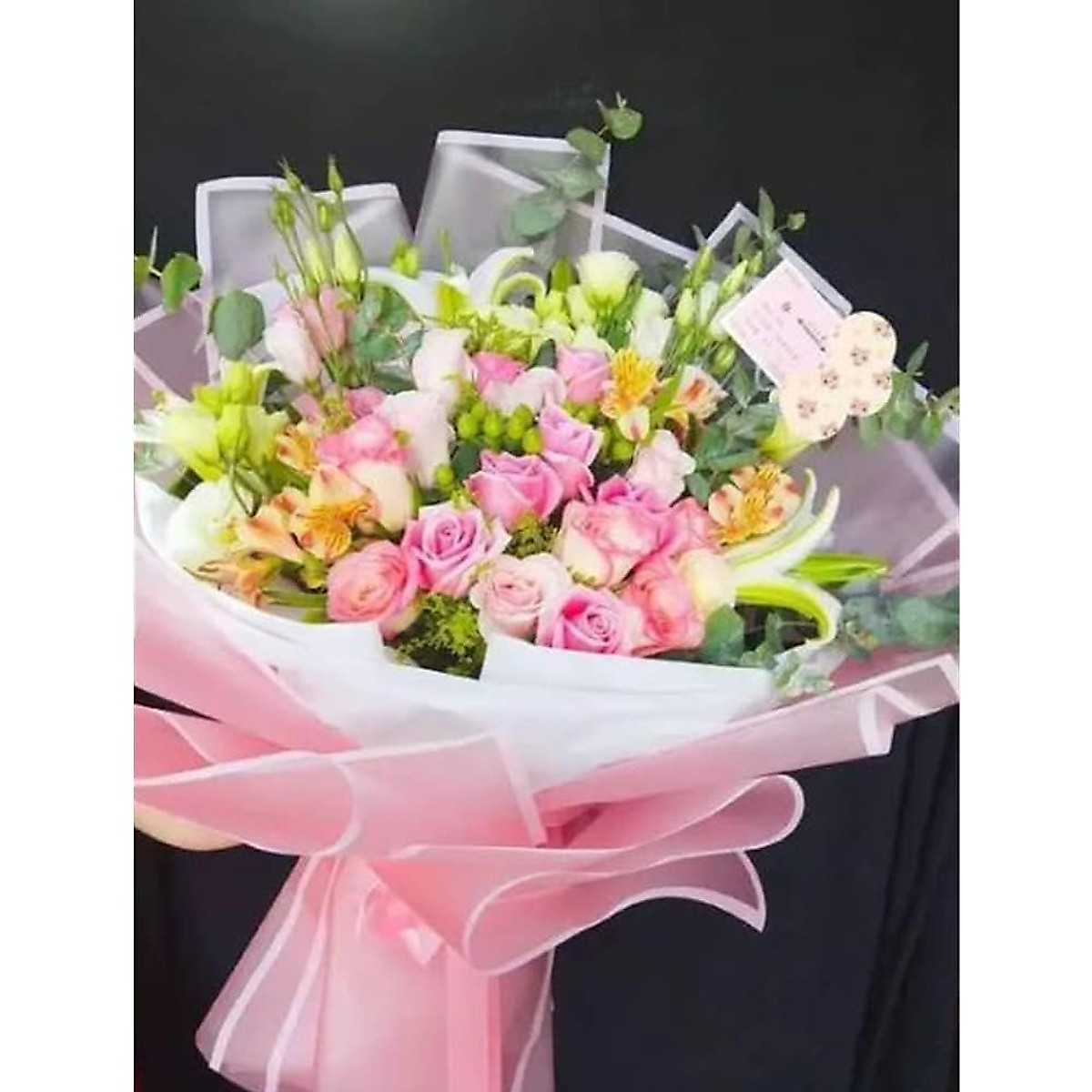 VOWOVOSDAY 20 Pcs Flower Wrapping Paper,Waterproof Flower Bouquet Wrapping Paper 23x23Inch Used for DIY Crafts, Gift Packaging,Floral Wrapping Paper,Wrapping Paper for Flower Bouquet(Pink02)