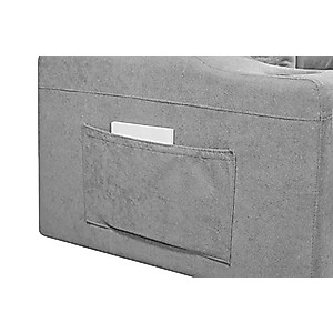 Cotoala L-Shape Sectional Sofa with Pull-Out Bed and Storage Space, Right Chaise Longue Convertible Sleeper Couch w/ 2 Cup Holders & Side Pockets, for Living Room, Apartment, 92", Gray