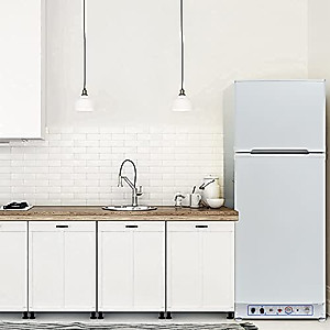 Techomey Propane Refrigerator with Freezer 9.35 Cu.Ft, Gas Fridge with Freezer Off Grid, 110v/LPG Dual Powers, RV Refrigerator for Outdoor, Truck, Camper, Kitchen, White