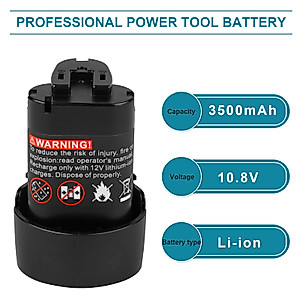 Futurebatt [2Pack] High-Output 3500mAh 10.8V Battery for MAKITA 10.8-Volt Drill Tools Battery BL1013 BL1014 DF030D DF330D 194551-4 194550-6 195332-9