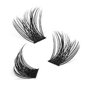 72 Pcs Lash Clusters DIY Eyelash Extension C Curl 14mm Wide Stem Cluster Lashes Individual Lashes Cluster Lashes Wisps Reusable Professional Makeup for Self-application (Volume R-05 C 14mm)