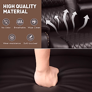 Large Massage Recliner Loveseat with Lumbar Heating, PU Leather Reclining Sofa Chairs, Ergonomic Living Room Chairs with Cup Holders and Remote Control, Brown