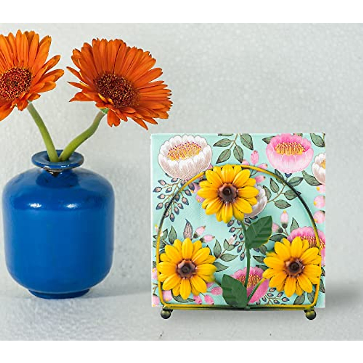 Napkin Holder For Table Sunflower Farmhouse Napkin Holder Cocktail Napkin Holder Black Rustic Napkin Holder For Kitchen