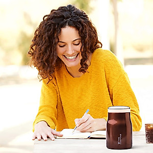 Time Savour 16oz Overnight Oats Containers with Lids for Overnight Oats, Smoothie, Yogurt, Pasta & Soup, Thermos Food Jar for Kids & Adults (Brown)