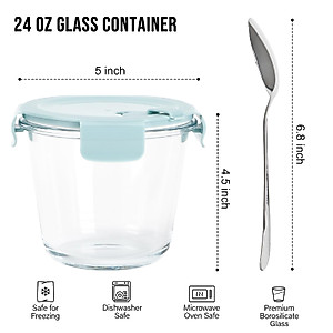 BEWAVE 24 Oz Overnight Oats Containers with Lids, Glass Oatmeal Mason Jars Large Capacity Cups for Pudding Salad Cereal Yogurt Milk Fruit Storage