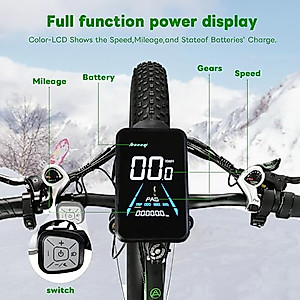 COJMOYOV 2000W Electric Bike with 20Ah Removable Battery 26"×4" Fat Tire Ebike for Adults 35MPH 65Miles Electric Bicycles with Shi-Mano 21 Speed,Lockable Front Suspension,Hydraulic Disc Brake Green