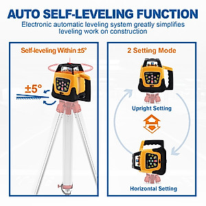 Iglobalbuy Self Leveling Rotary Laser Level System Kit with Surveying Tripod + Aluminum Grade Rod 16.4Ft, Red Beam Automatic Self-leveling Transit Laser Level Grading Rotating Lasers for Construction