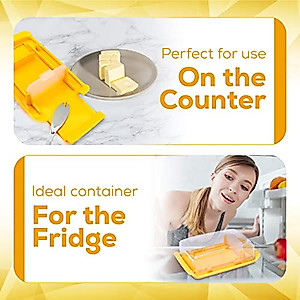 izoi-Plastic Butter Dish with Lid for Countertop and Refrigerator - Butter Keeper, Holder, Tray, Container and Storage Set with Flip-Top, Wide, Small, Covered Design, Food Safe, Dishwasher Safe