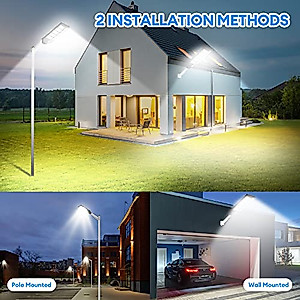 DANCINGBOAR 1000W Solar LED Street Lights Outdoor Motion Sensor, 80000LM Commercial 6500K Dusk to Dawn LED Security Floodlight with Remote Control, IP66 Waterproof Parking Lot Light for Yard, Path