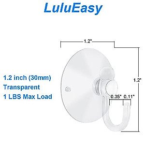 LuluEasy 12 Pieces Small Suction Cups with Hooks 1.2 inch Clear Plastic Sucker Hooks for Glass Window Wall Festivals Parties Theme Carnival Decoration Door Bathroom Kitchen
