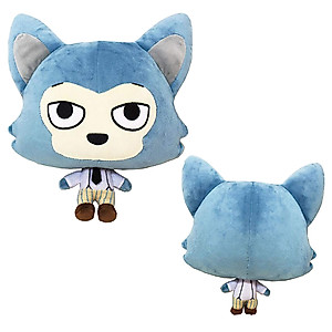 Lopbraa Wolf Plush Blue Wolf Stuffed Plushie Anime Figure Toy Home Table Decor Gift for Kids 12“