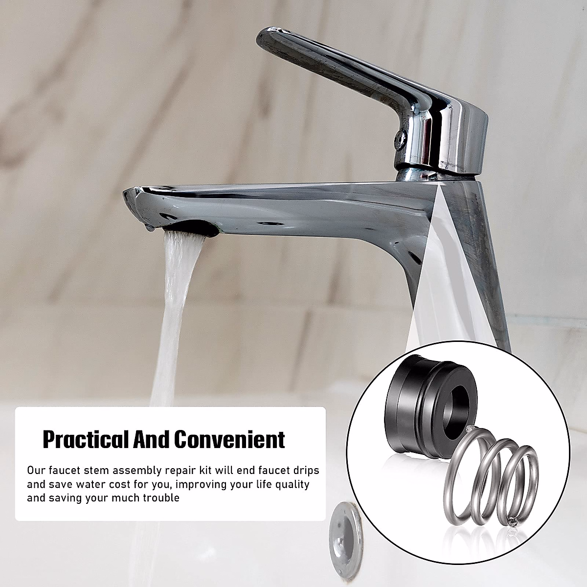 RP4993 Replacement Seats and Springs RP4993 Faucet Repair Seat Spring Kit Faucet Stem Assembly Repair Kit Compatible with Faucet Repair Kit (8 Pieces)