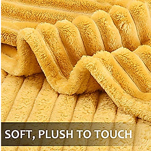 Catalonia Classic Yellow Fleece Throw Blankets for Couch, Plush Fluffy Blanket, Cozy and Soft, Decorative Blanket Throws for All-Seasons, 50''×60''