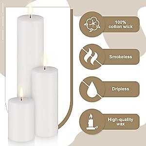 Set of 30 White Unscented Pillar Candles 2 x 3, 2 x 5, 2 x 8 Inch Large Tall Pillar Candles Bulk Rustic Emergency White Big Cotton Wick Wax Candle for Wedding Home Restaurants Spa Church Decorations