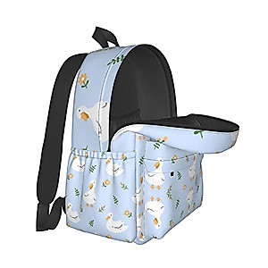 Duck and flower on the blue background Adult Leisure Backpack Student Backpack Laptop Backpack For women men School Shoulder Bag Bookbag for Travel Daypack halloween decor