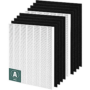 115115 Replacement Filters A for Winix PlasmaWave Air Purifier C535, 5300-2, 6300-2, 5300, 6300, AM90, P300, Funmit 2 True HEPA Size 21 Filter + 8 Activated Carbon Pre-Filters