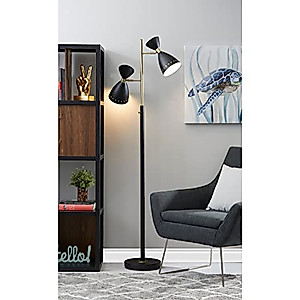 Adesso 4285-01 Oscar Tree Lamp, 68 in, 2 x 40W, Black w/Antique Brass, 1 Floor Lamps