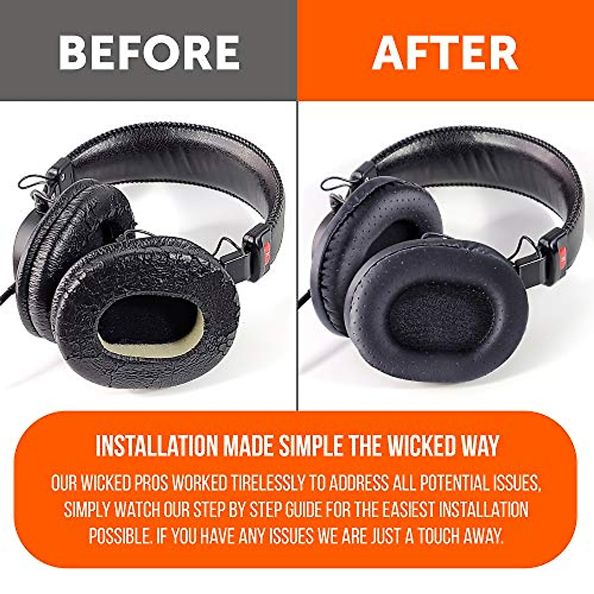 WC Wicked Cushions Replacement Ear Pads for Sony MDR 7506 | Softer Leather, Luxurious Memory Foam, Unmatched Durability | Compatible with MDR 7506 / MDR V6 / MDR CD900ST | (Perforated PU Leather)