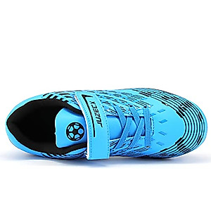 Juzecx Girls Soccer Cleats Boys Soccer Shoes Kids Football Shoes FG/AG Soccer Athletic Cleats Child Indoor Outdoor Soccer Training Shoes Blue 3.5 Big Kid