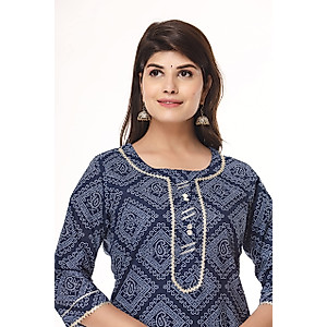 Vihaan Impex Indian Blue Kurti for Women Set with White Pant