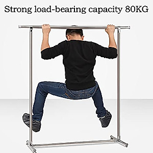 ZBYL Metal Clothes Rack Garment Wardrobe Rack, Mobile Free Standing Clothing Rolling Rack with Wheels, Portable Laundry Hanging Organizer Rack with Bottom, Retractable 120-200cm