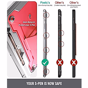 Poetic Revolution Case Designed for Galaxy Tab S7 Plus 2020 / S8 Plus 2022 12.4 inch, Full-Body Heavy Duty Case with S Pen Holder, Support S Pen Wireless Charging,Built-in-Screen Protector, Pink