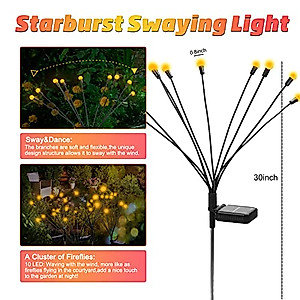 Ladiwanka Firefly Lights Solar Outdoor, 6 Packs Solar Powered Firefly Lights,10 Led, Waterproof Garden Lights Solar Powered, Firefly Garden Decorative Lights Yard Patio Pathway Outdoor Decoration