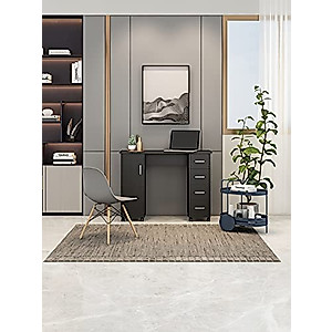 Home Office Desk with Storage, 41.73" Computer Desk with Four Drawers and A Door Modern Simple Style Writing Desk Gaming Sturdy Table Workstation for Home, Reading Room, Office, Bedroom - Black