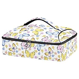 Kcldeci Insulated Thermal Food Carrier Insulated Casserole Carrier for Hot or Cold Food,Butterfly Pattern with Flowers Insulated Tote Bag for Potluck Cookouts Parties Picnic,Lasagna Lugger