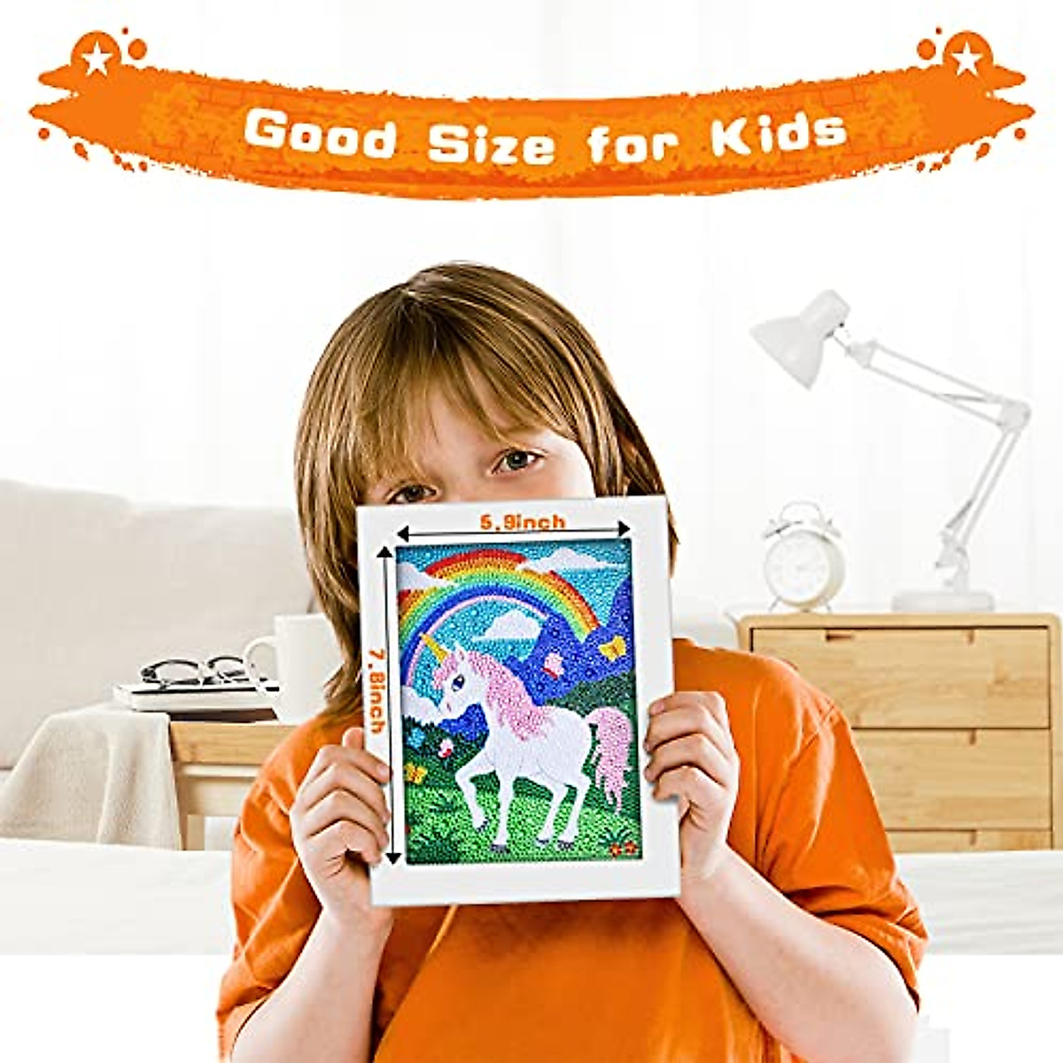 ZALIAFEI Diamond Painting for Kids with Frames, Mosaic Gem Sticker Art Projects Kits, Holiday Crafts Supplies Gifts for Girls Boys Ages 6 7 8 9 10 11 12