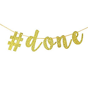 INNORU # Done Banner - Gold Glitter Congrats Grad Sign, Senior, College Graduation Party Decorations Supplies