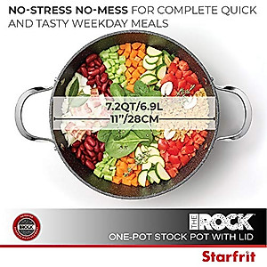 THE ROCK by Starfrit One-Pot 7.2-Quart Stock Pot with Lid and Stainless Steel Riveted Handles, White