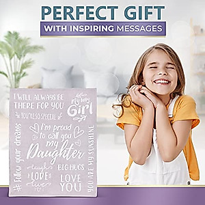 EasyFluffy Daughter Fleece Blanket from Mom or Dad – Pure Fleece Throw Blankets – Versatile Outside Light Throw Blankets – to My Daughter Fleece Blanket – Inspirational Message, 50" x 60" (Lilac)