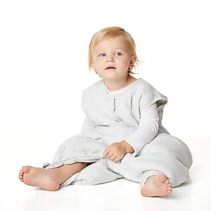 GUNAMUNA Wearable Premium Duvet Sack Walker, Luxury Sleeping Bag 1.0 TOG, Unisex Baby Sleep Sack with Feet, Easy Potty Diaper-Zipper, Heather Grey, 18 to 24 Months