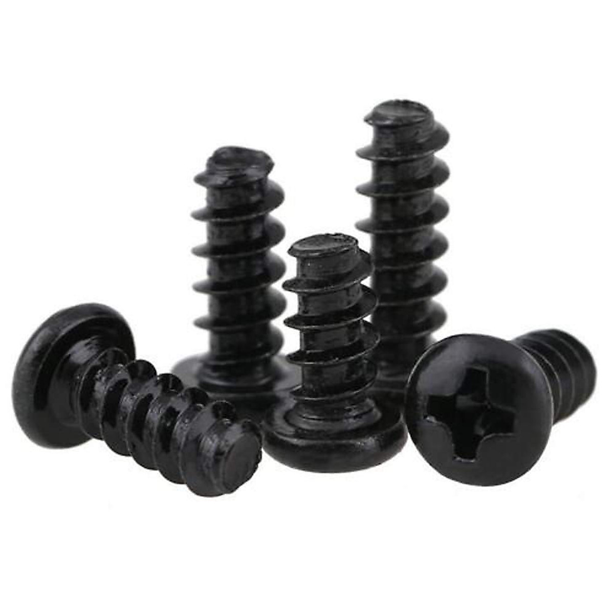 100Pcs M2.3x8mm Black Pan Head Flat Tail Phillips Self Tapping Screws Carbon Steel (M2.3x8mm)
