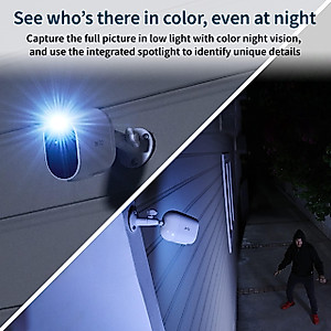 Arlo Essential Spotlight Camera - 1 Pack - Wireless Security, 1080p Video, Color Night Vision, 2 Way Audio, Wire-Free, Direct to WiFi No Hub Needed, Works with Alexa, White - VMC2030