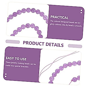 CRAFTHROU Gemstone Charms Circle Beads Gemstone Beads 2 Strings Chalcedony Round Beads Loose Beads Chalcedony Powder Purple Lavender Accessories Crystal Jewelry DIY Kits