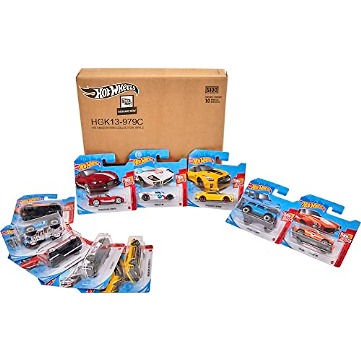 Hot Wheels Amazon 10-Pack Mini Collection of Toy Cars, 1:64 Scale Vehicles, Different Themes, Authentic Decos, Gift for Collectors & Kids 3 Years Old & Up [Amazon Exclusive]