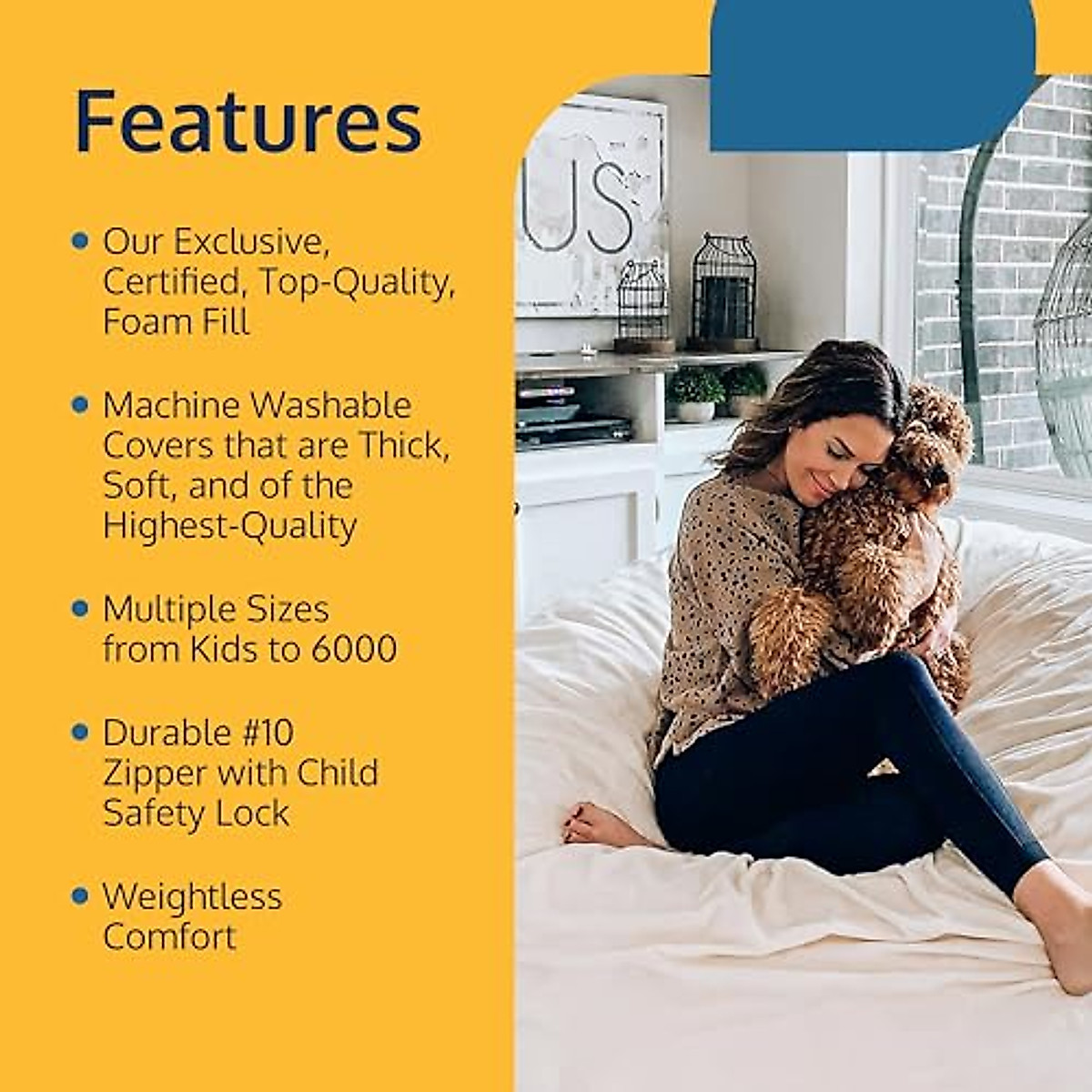 ULTIMATE SACK 6ft Bean Bag Chair, Oversize Bean Bag Chair for Adults, Comfy Chair Bean Bag Couch Lounge Sofa Loveseat Furniture | Ivory Fur