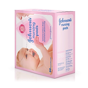 Johnson's Disposable Nursing Pads with Natural Cotton, Super Absorbent, Comfortable, and Breathable, Natural Contour Shape, 60 ct ( Pack of 2)
