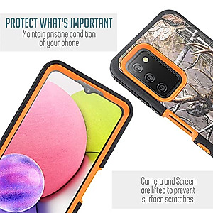 Thousandgear Designed for Samsung Galaxy A03S Shockproof Holster Tough Rubber Rugged Hybrid Case Silicone Triple Protective Anti-Shock Shatter-Resistant Mobile Phone Built in Screen Protector (Deer)