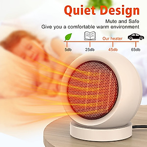 Coolfor Space Heater,PTC Ceramic/Portable Electric Desktop Heater High Output Fan for Home Bedroom Office Desk Indoor Use(Light Brown)