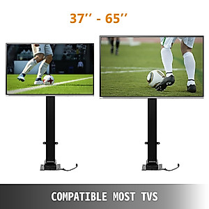 VEVOR Motorized TV Lift Stroke Length 35 Inches Motorized TV Mount Fit for 37-65 Inch TV Lift with Remote Control Height Adjustable 28.7-64.2 Inch,Load Capacity 130 Lbs